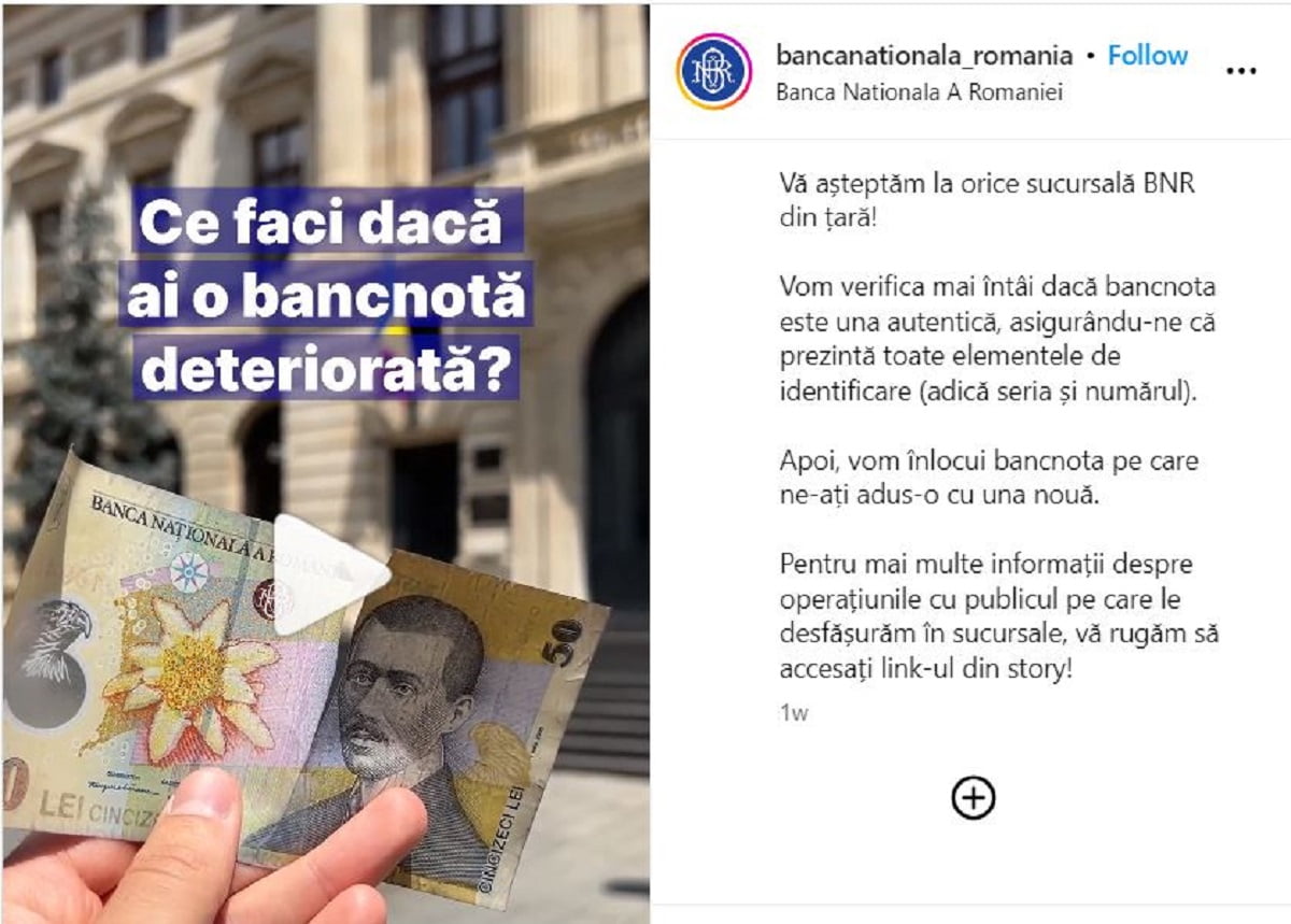 Ce trebuie să faci atunci când ai o bancnotă ruptă. Explicația BNR ...