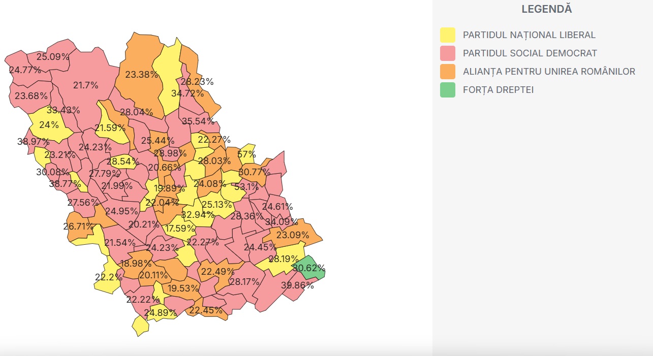 Alegeri parlamentare 2024. Harta rezultatelor votului pe localități în ...
